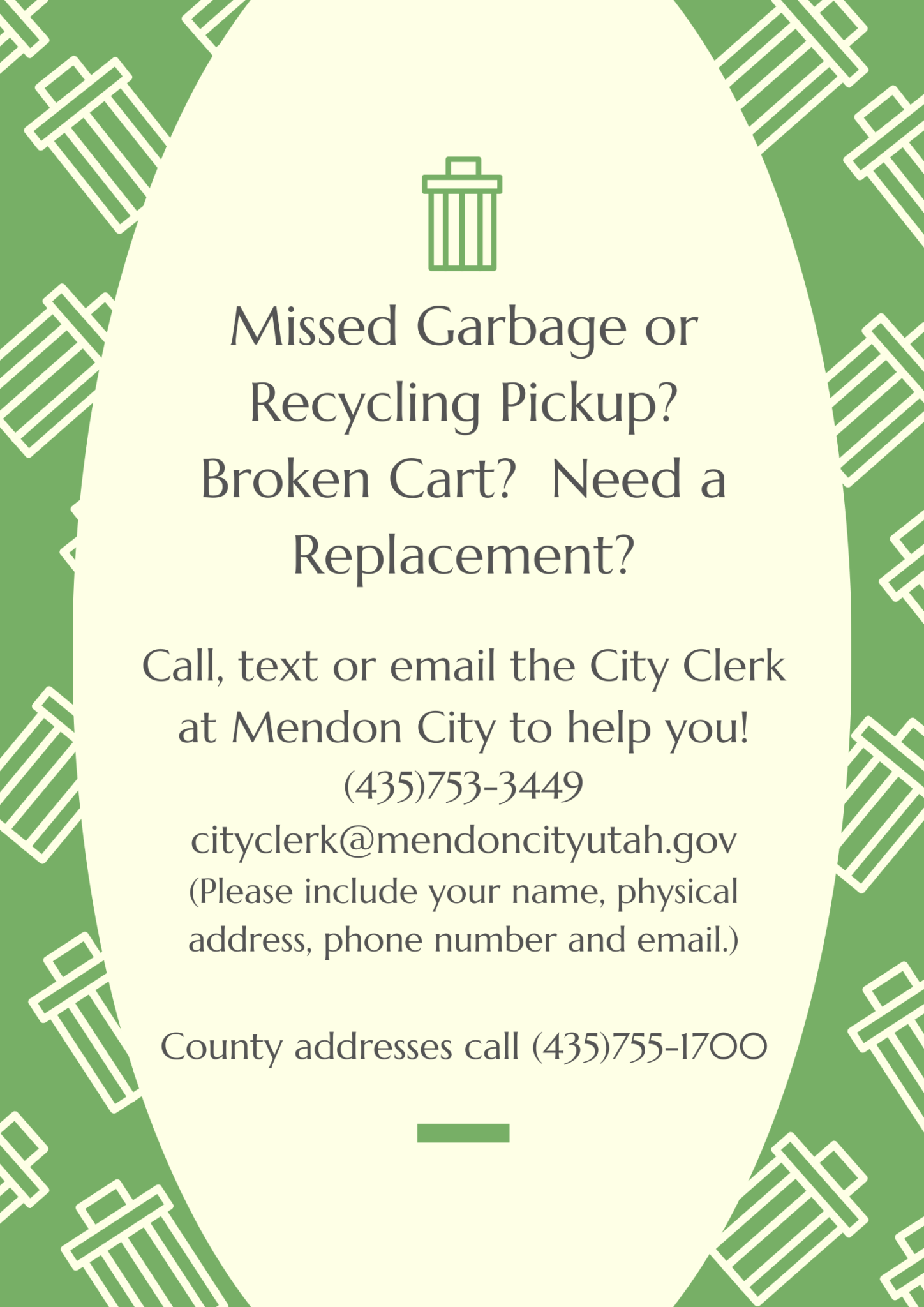 Missed Garbage and Recycle Pickup – Mendon City