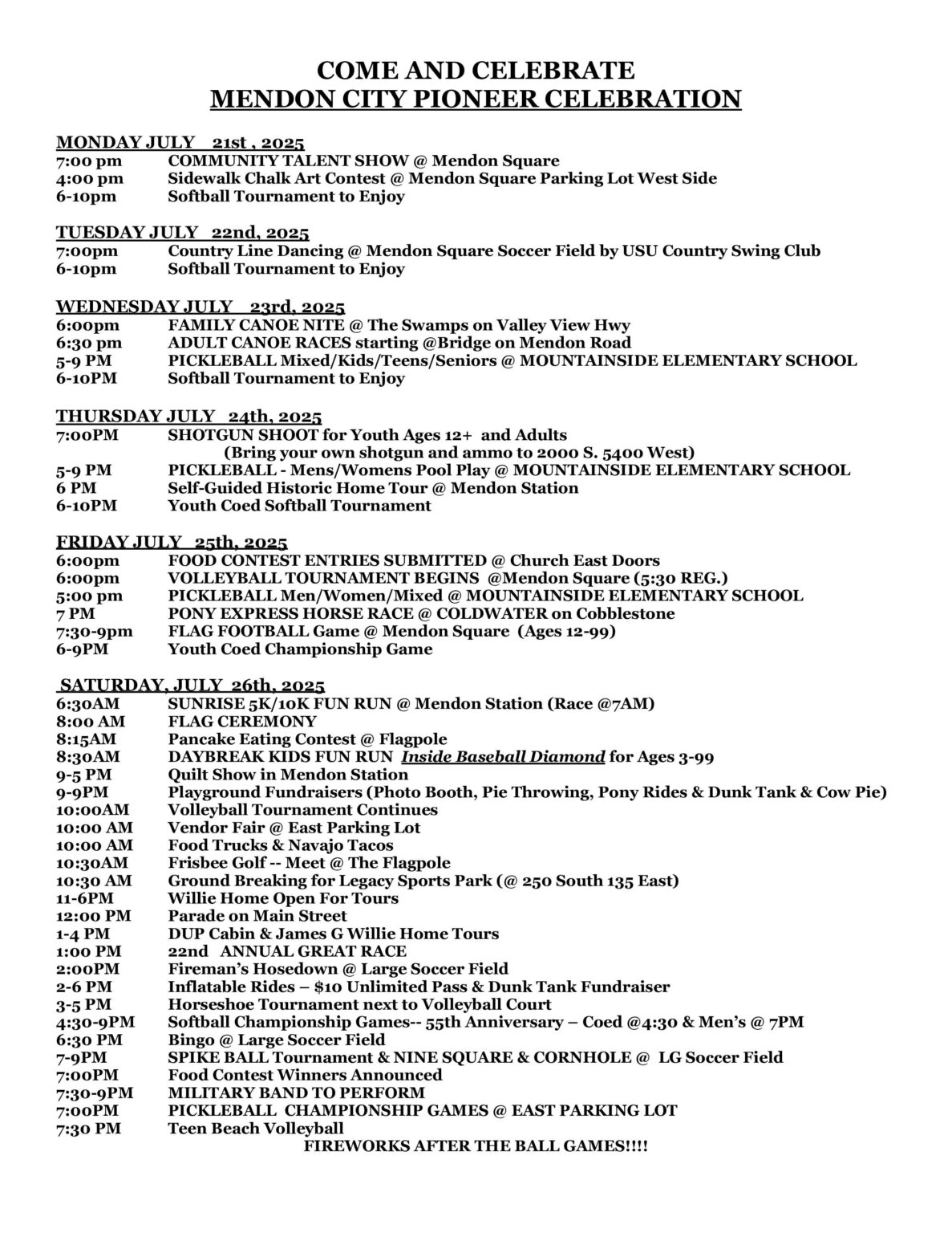 Pioneer Day – Mendon City